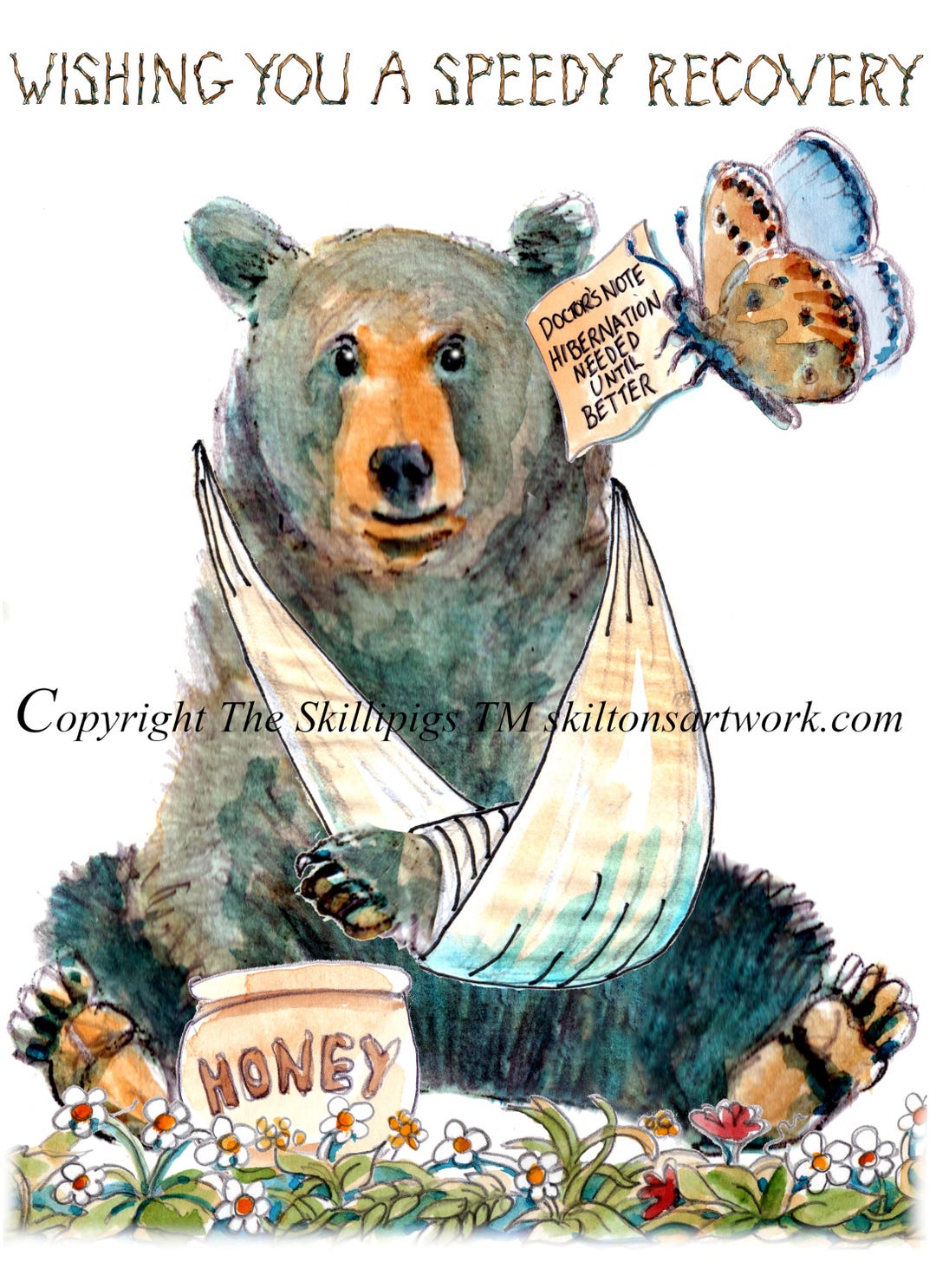 4201 Speedy Recovery Card, Bear With Broken Arm in Sling Watercolour ...