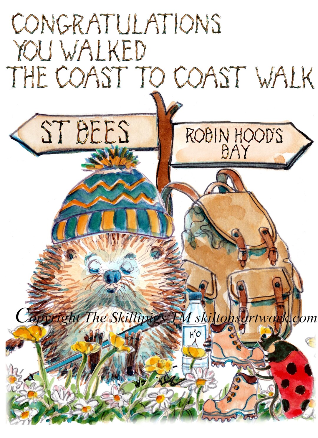 Coast to Coast Walk CONGRATULATIONS Card St Bees to Robin Hoods Bay ...