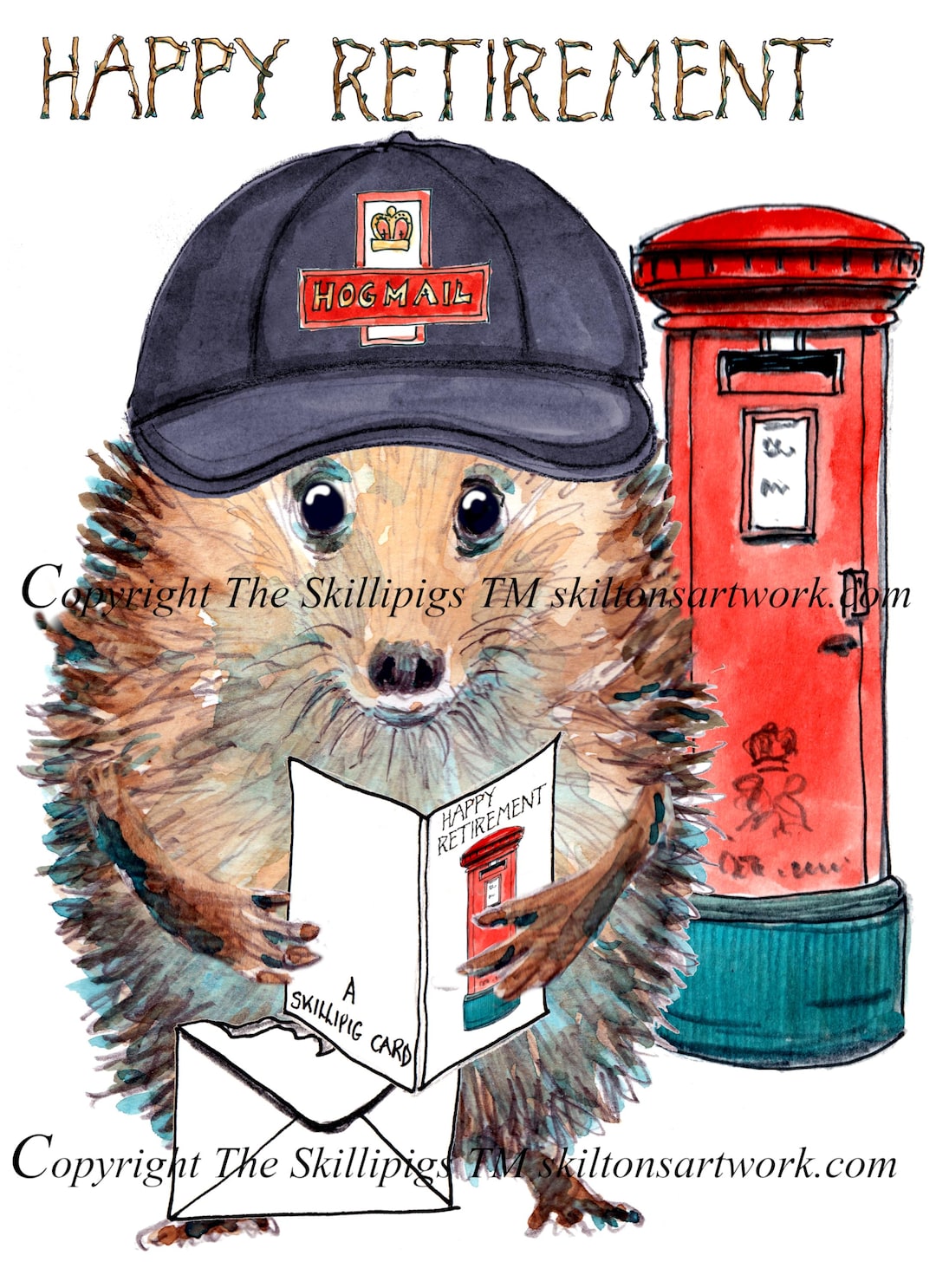 5828 Postman Happy Retirement Card Hedgehog Postie Leaving Card ...