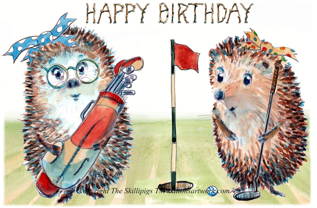 Golf Card HAPPY BIRTHDAY, Ladies, Women Playing With Clubs and Bag ...