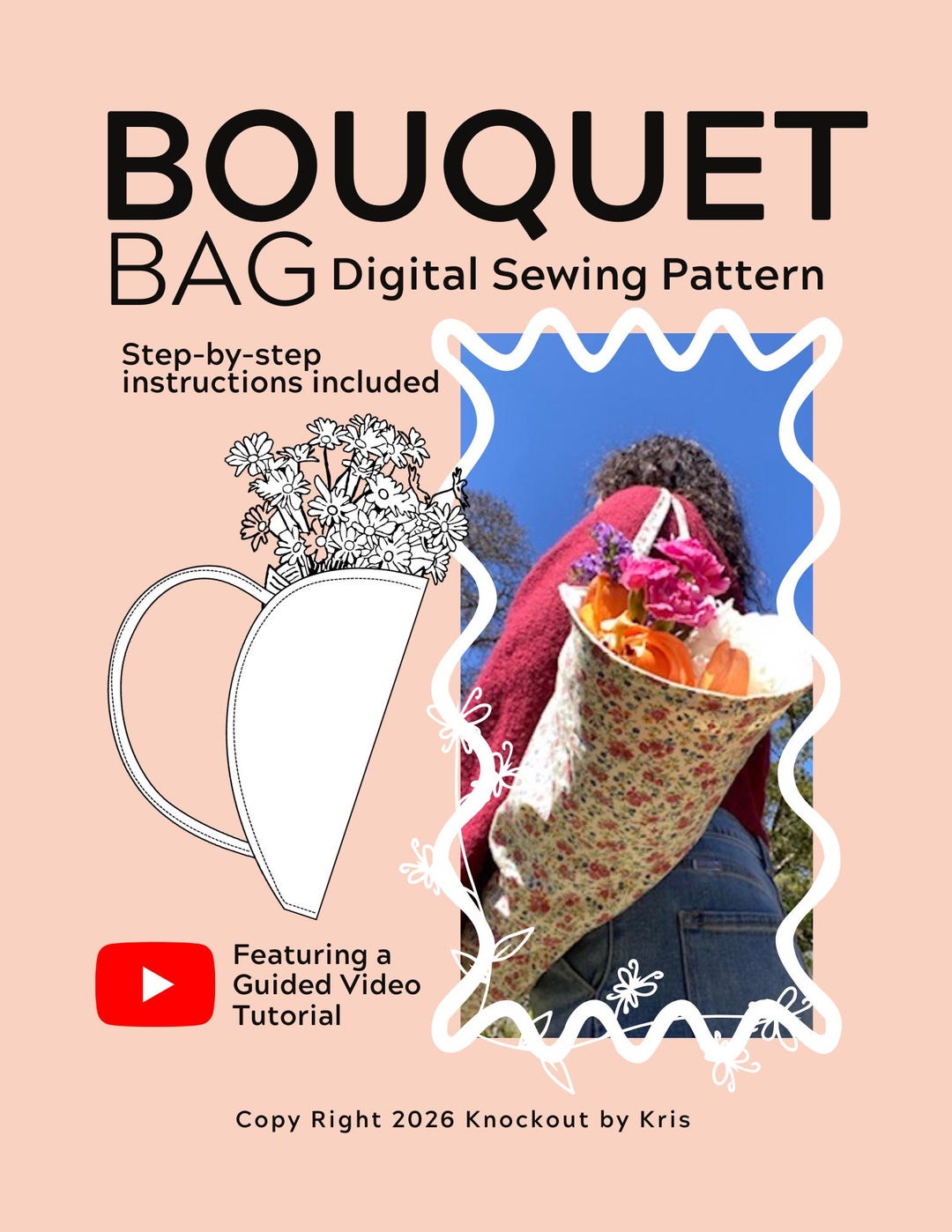 Flower Bouquet Bag Sewing Pattern PDF | US Letter & A4 Print at Home - Etsy