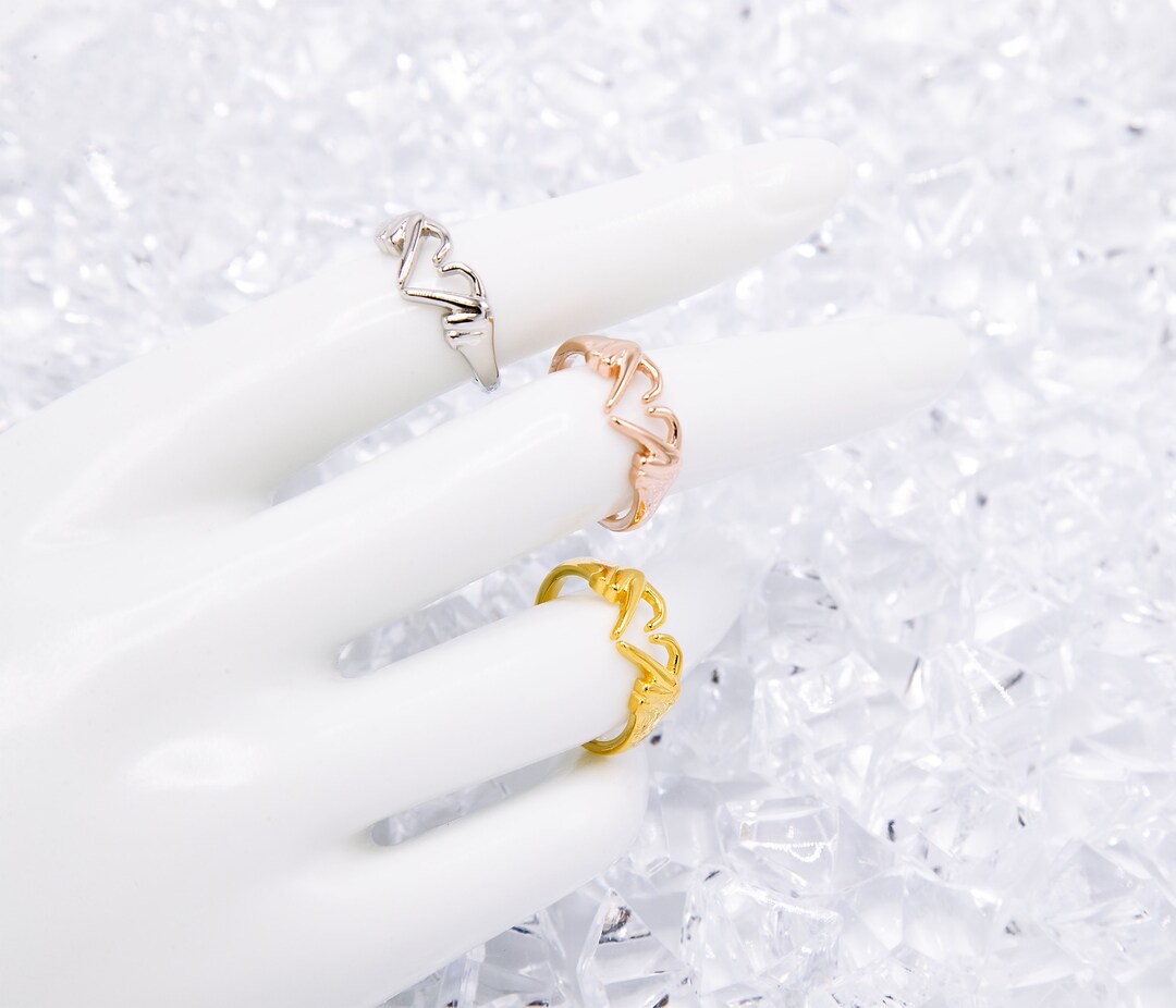 Heart Love Sign Hand Gesture Ring, Adjustable Size Unisex Matching ...