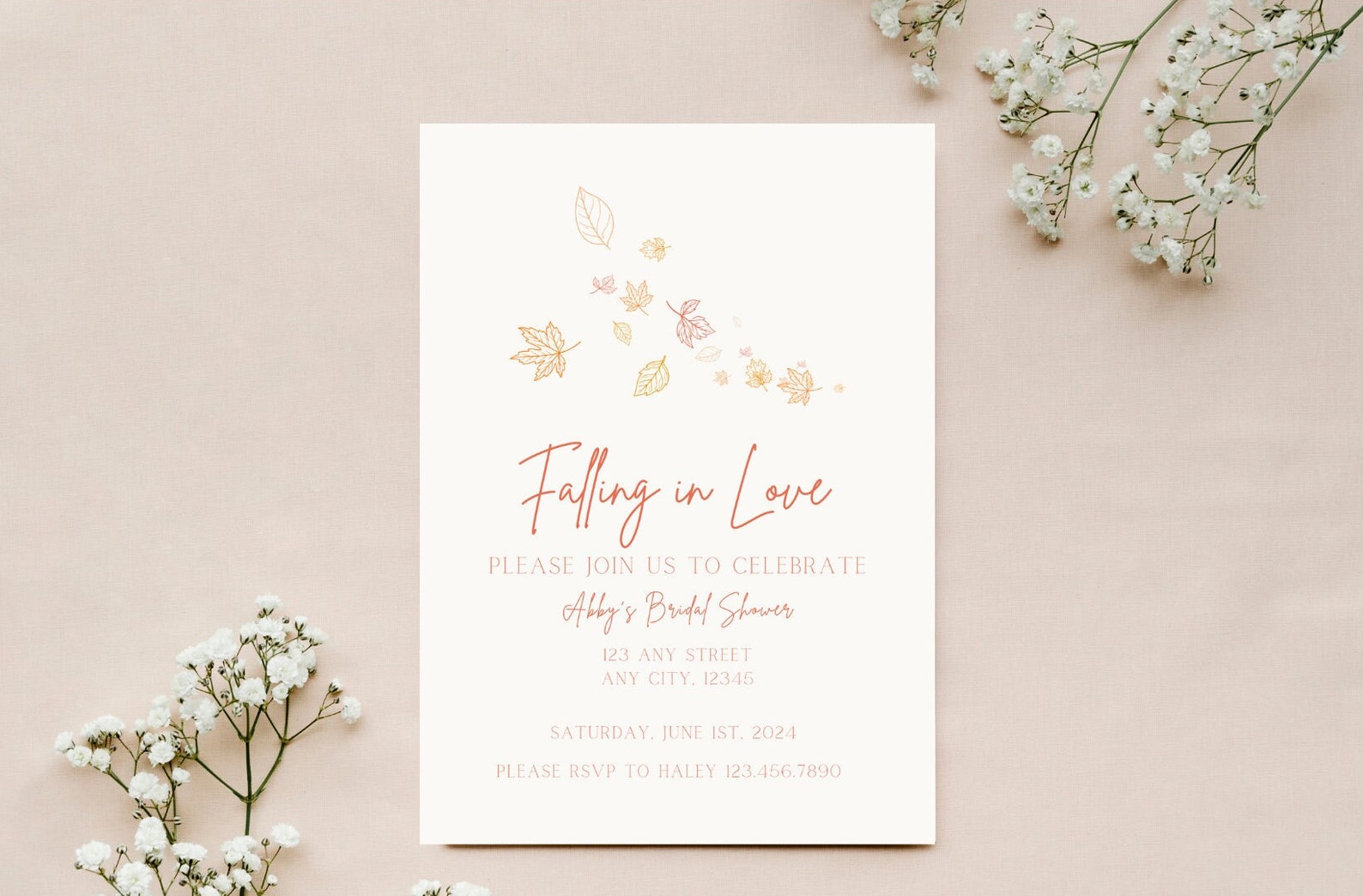 Falling in Love Bridal Shower Invitation, Canva Template Download ...