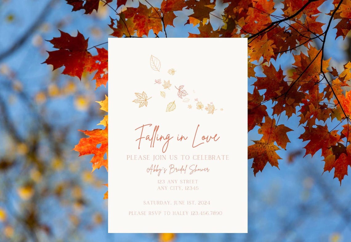 Falling in Love Bridal Shower Invitation, Canva Template Download ...