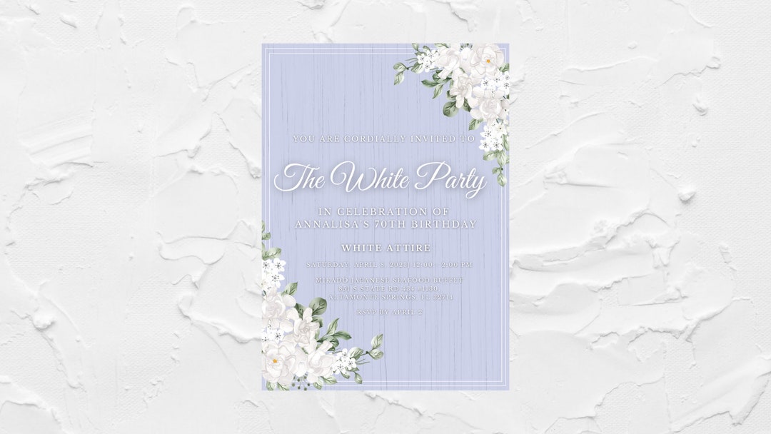 The White Party Invitation Template Blue - Etsy