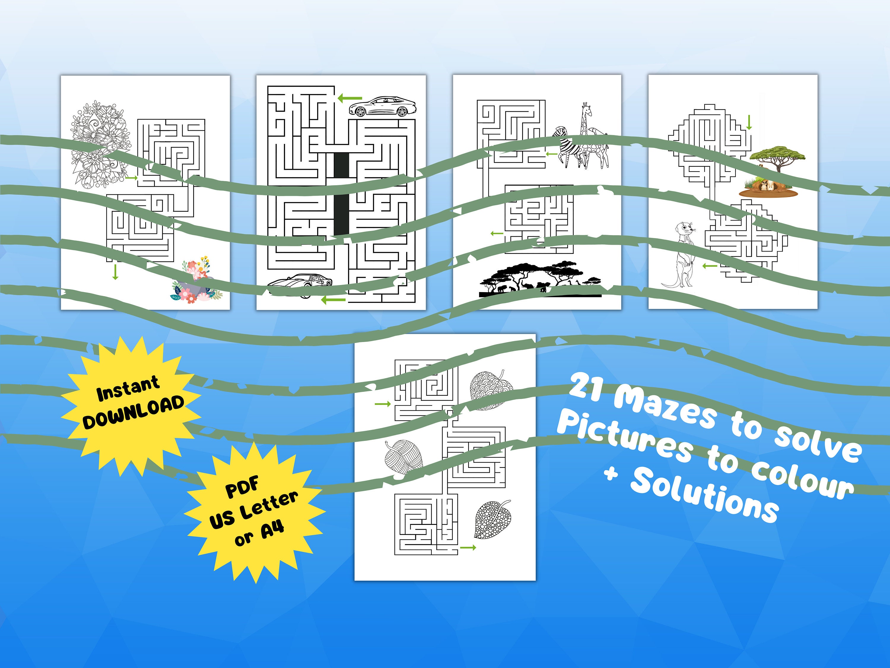 21 Mazes for Older Kids Novel Designs Solve the Maze and - Etsy