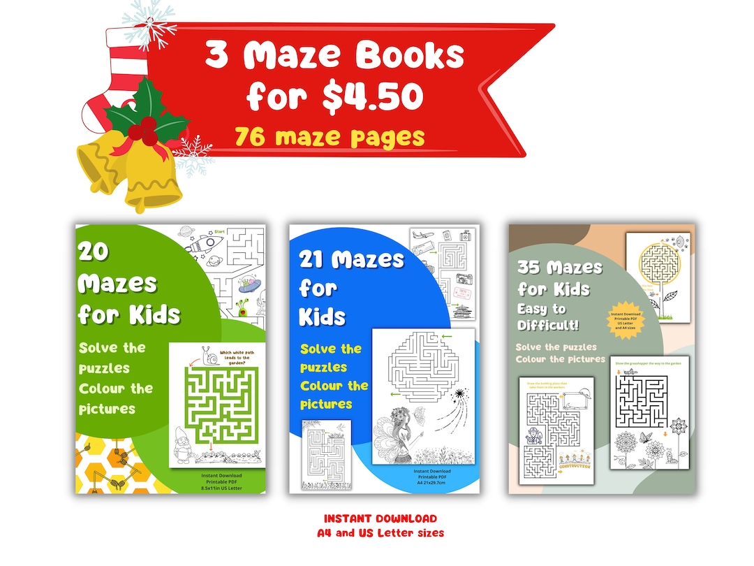 3 Maze Books SALE 76 Mazes, Suitable for a Range of Ages and Abilities ...