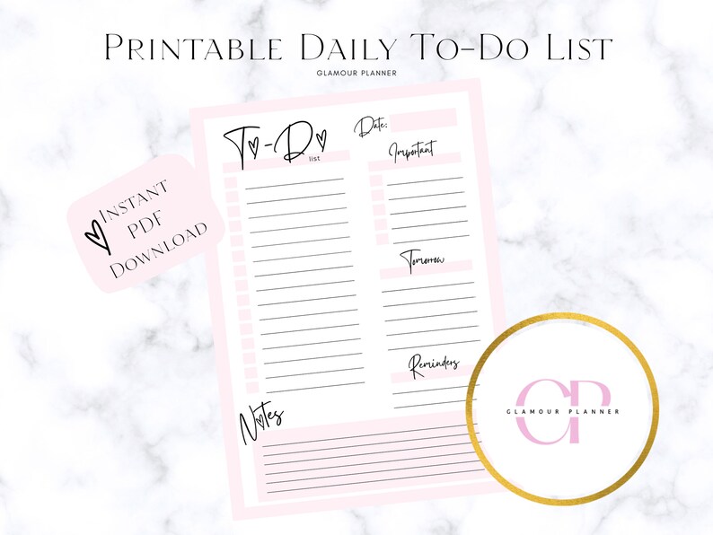 Printable Daily to Do List PDF Planner Pink - Etsy
