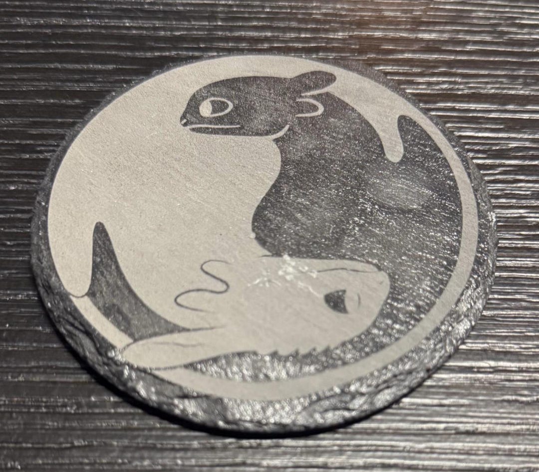 Toothless & Light Fury Slate Coaster - Yin Yang Engraved Rock - Etsy