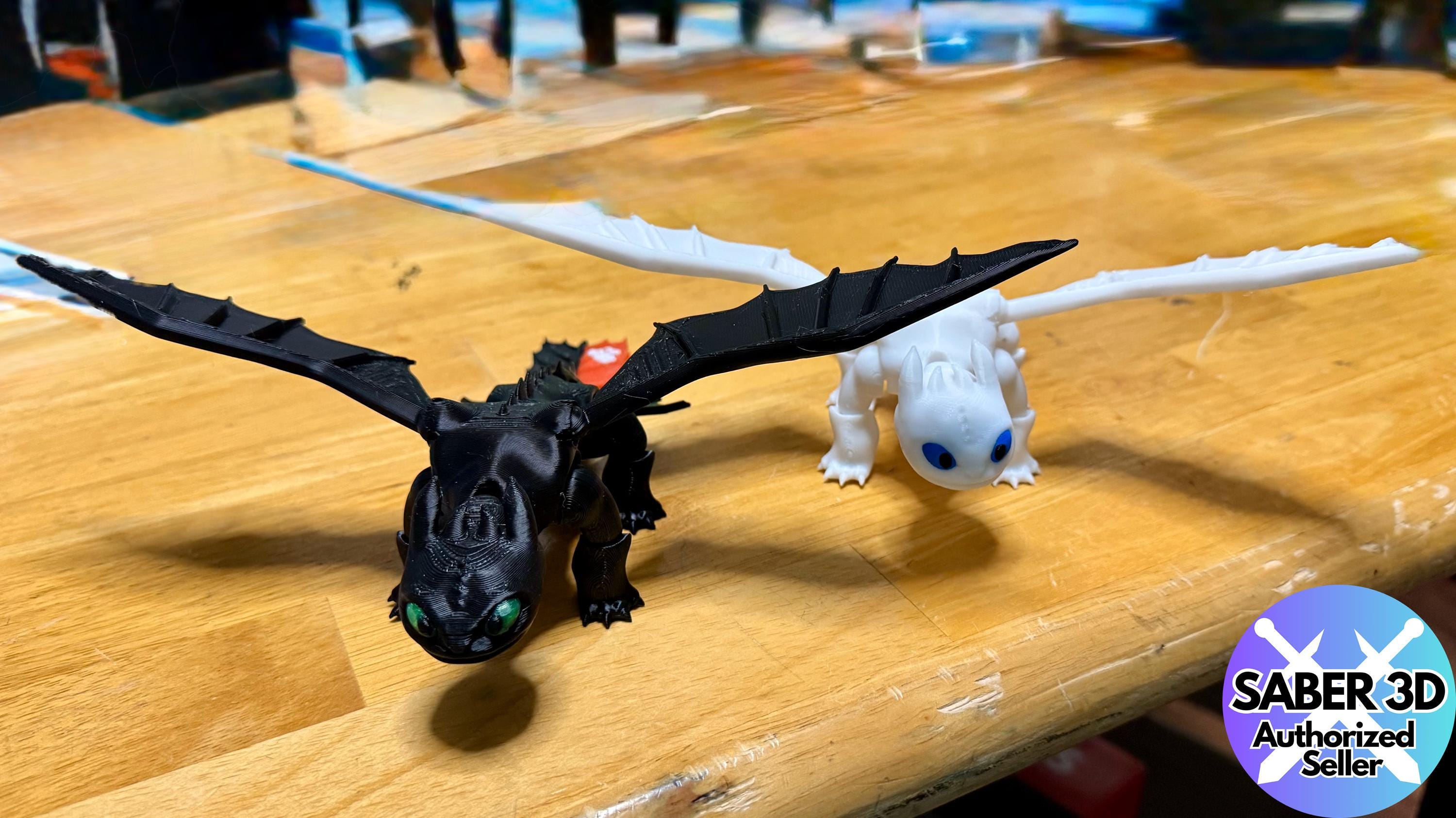 3D Printed Flexi Toothless and Light Fury - Etsy