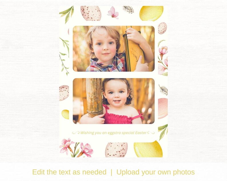 Editable Easter Card Template, Family Photo Card, Printable Easter ...