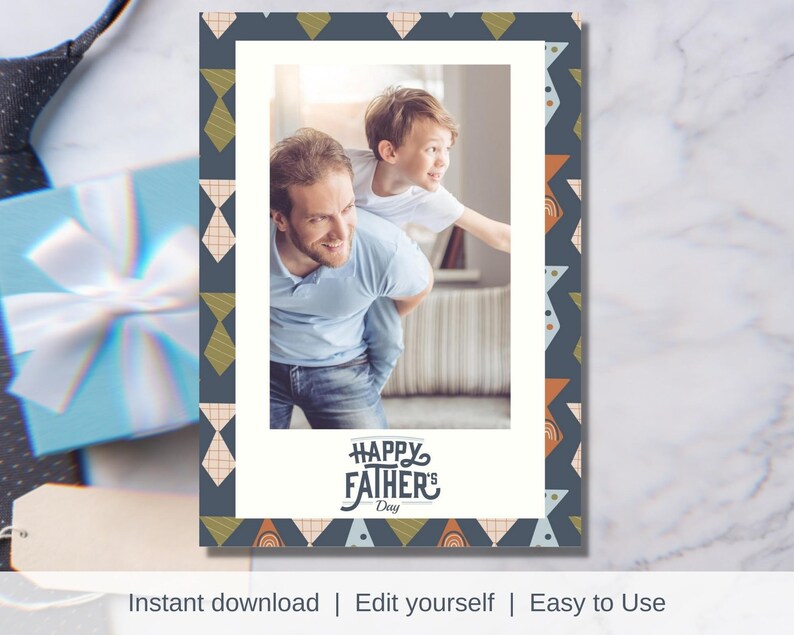 Editable Father's Day Card Template Dad Photo Card - Etsy Australia