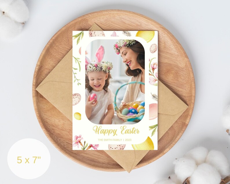 Editable Easter Card Template, Family Photo Card, Printable Easter ...