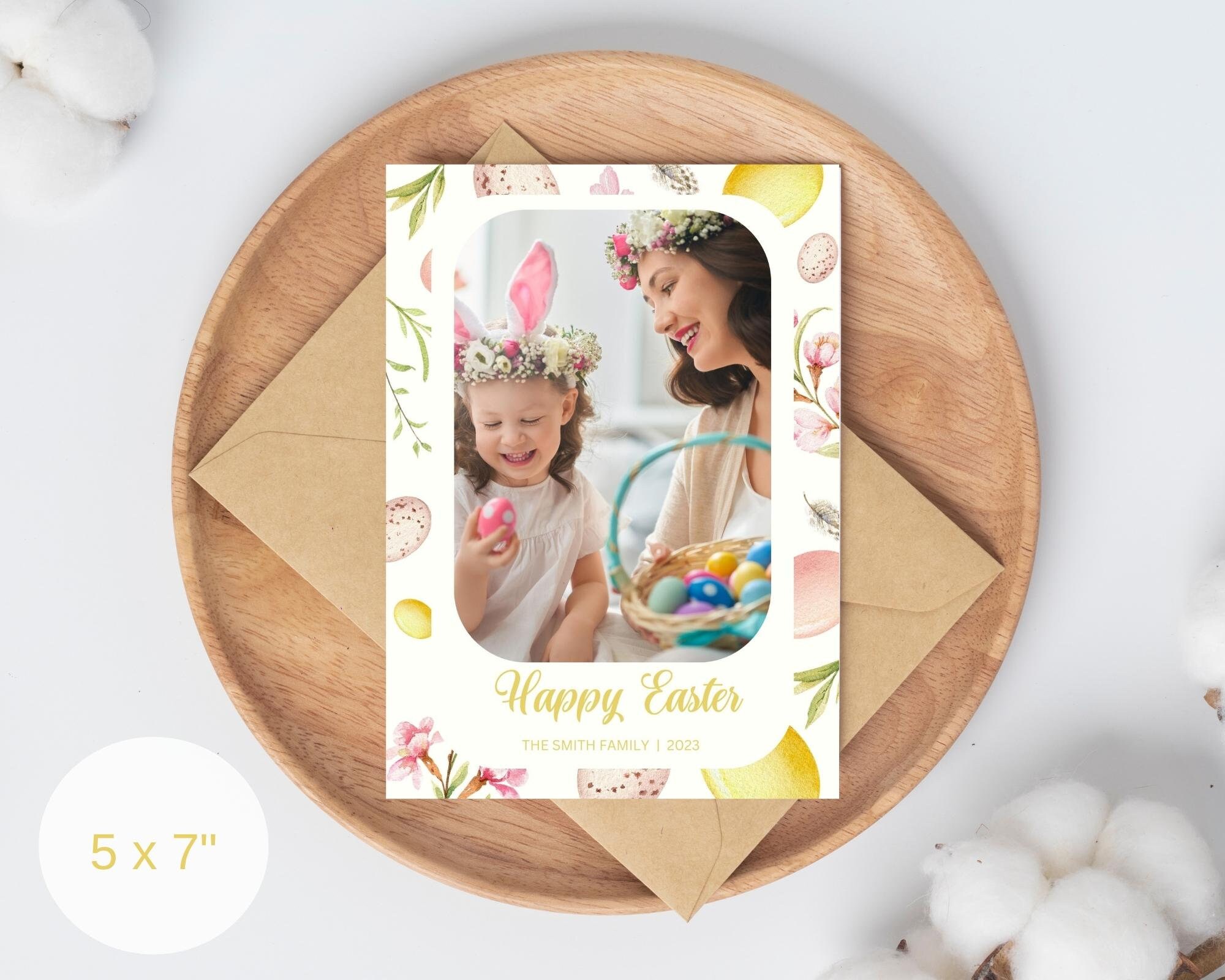 Editable Easter Card Template, Family Photo Card, Printable Easter ...