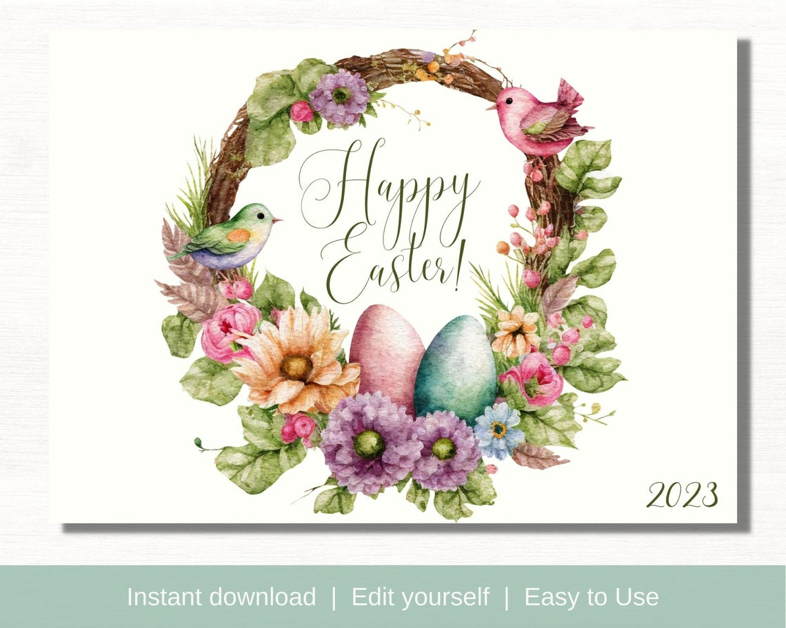 Editable Easter Card Template, Family Photo Card, Printable Easter ...