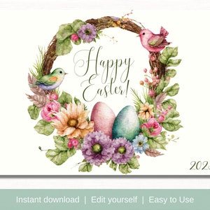 Editable Easter Card Template Family Photo Card Printable - Etsy