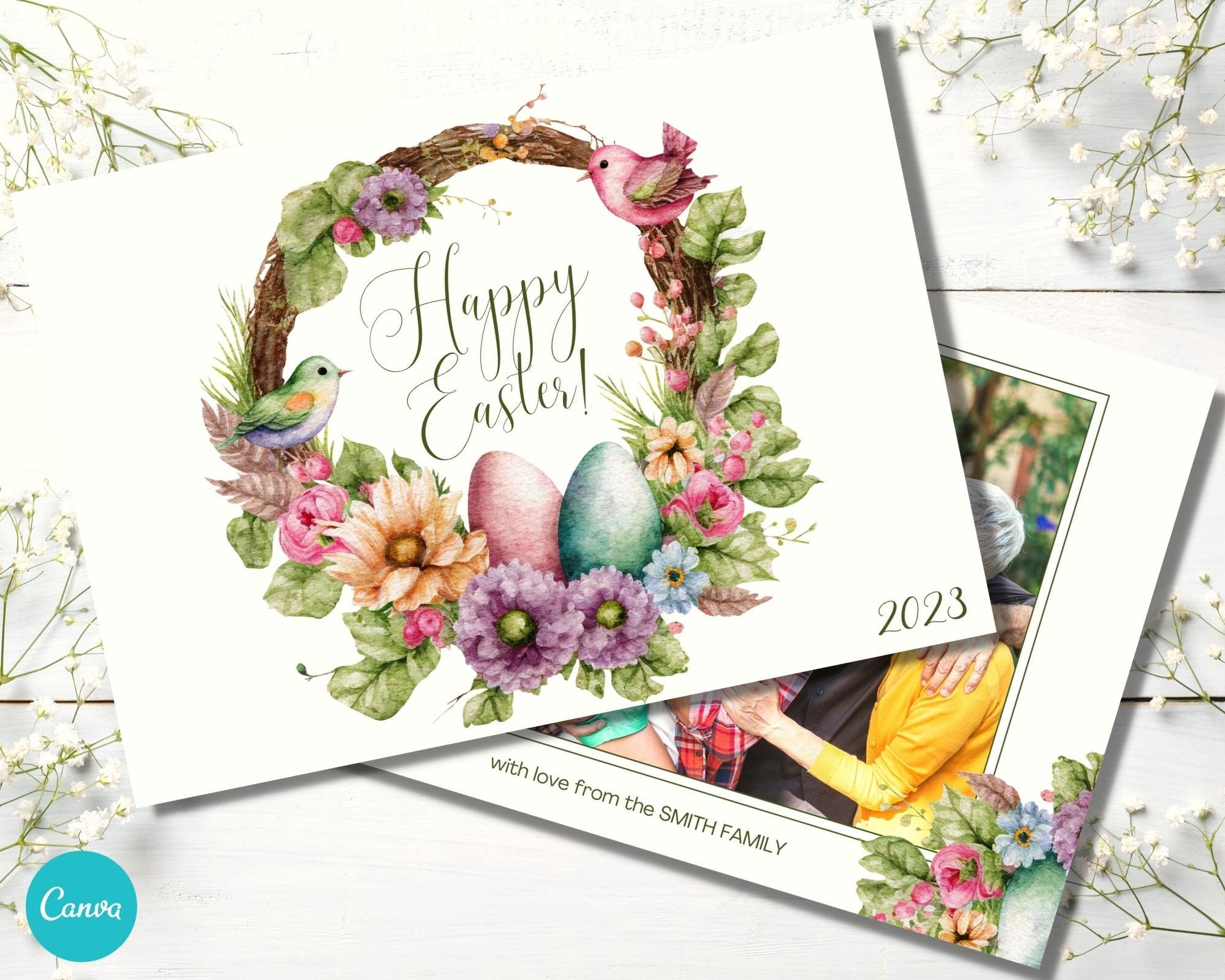 Editable Easter Card Template, Family Photo Card, Printable Easter ...