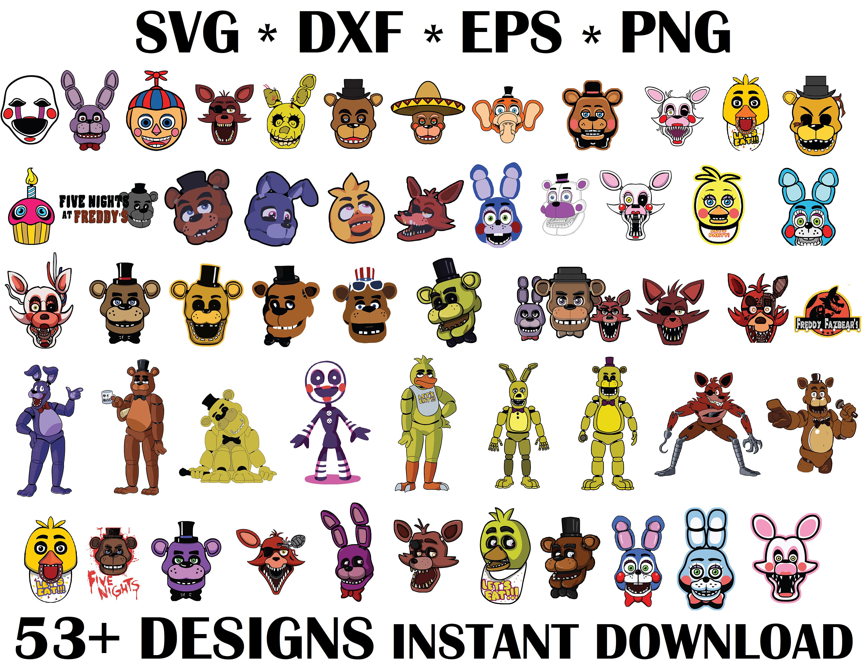 Bundle Five Nights at Freddys SVG DXF EPS and Png Files 53 - Etsy UK