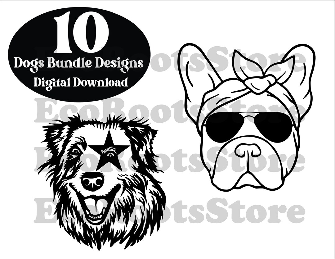 DOGS BUNDLE SVG Cut File Cricut Silhouette Digital Prints Eps Pdf Dxf ...