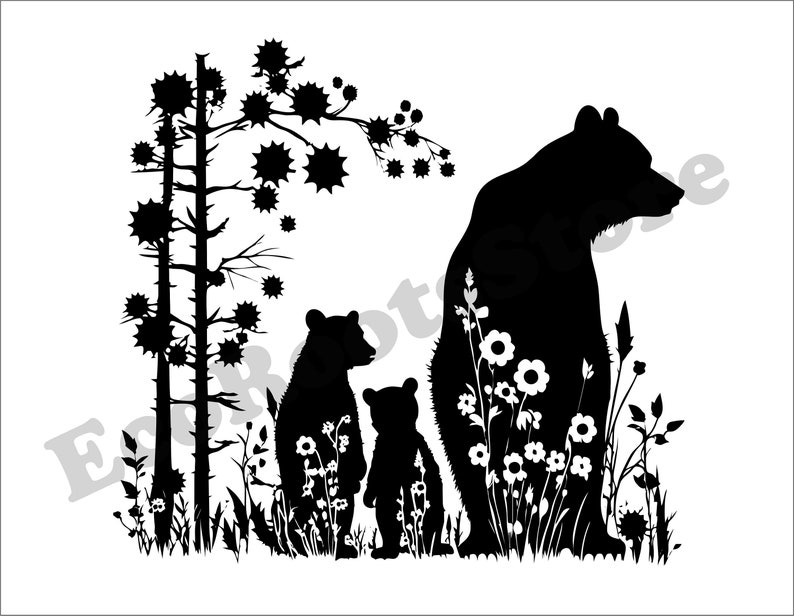 Family Bear SVG Cut File Cricut Silhouette Instant Download Wall Decor ...
