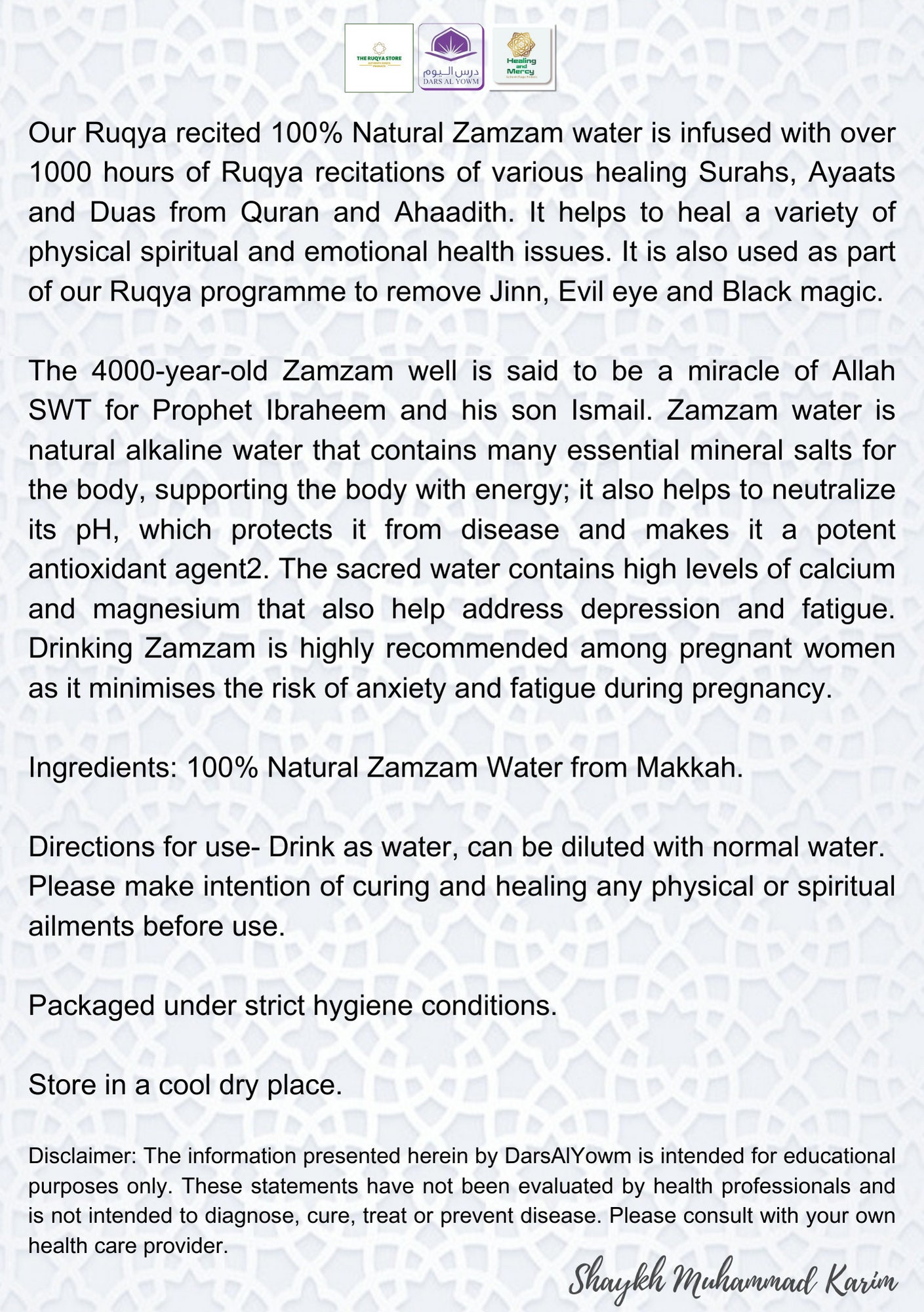 Ruqya Recited Zamzam Water, 500ml & 330ml. - Etsy