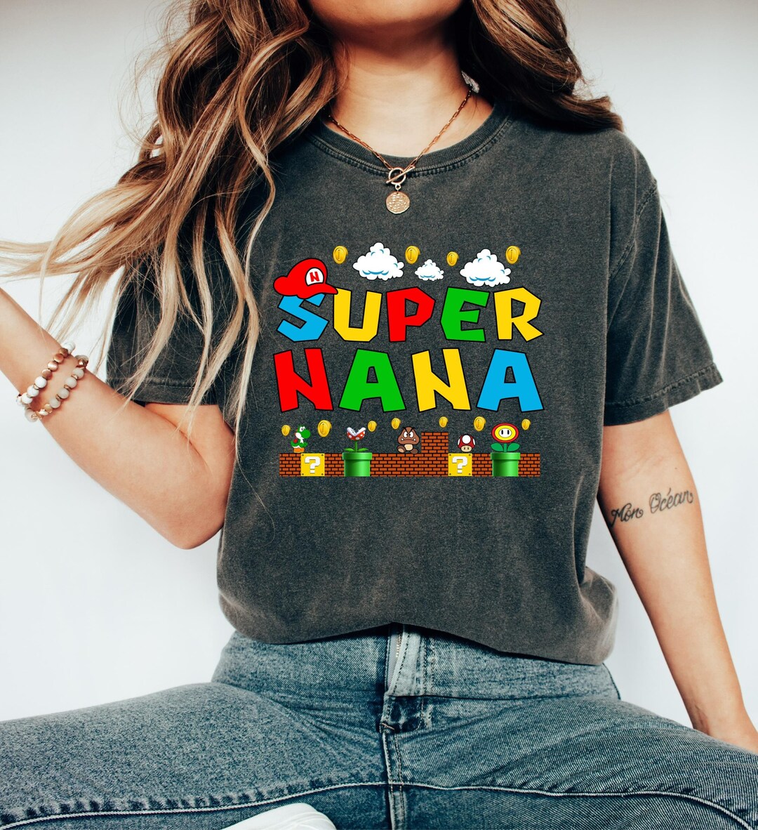 Comfort Colors Super Nana Shirt, Custom Nana Gift, Personalized Grandma ...