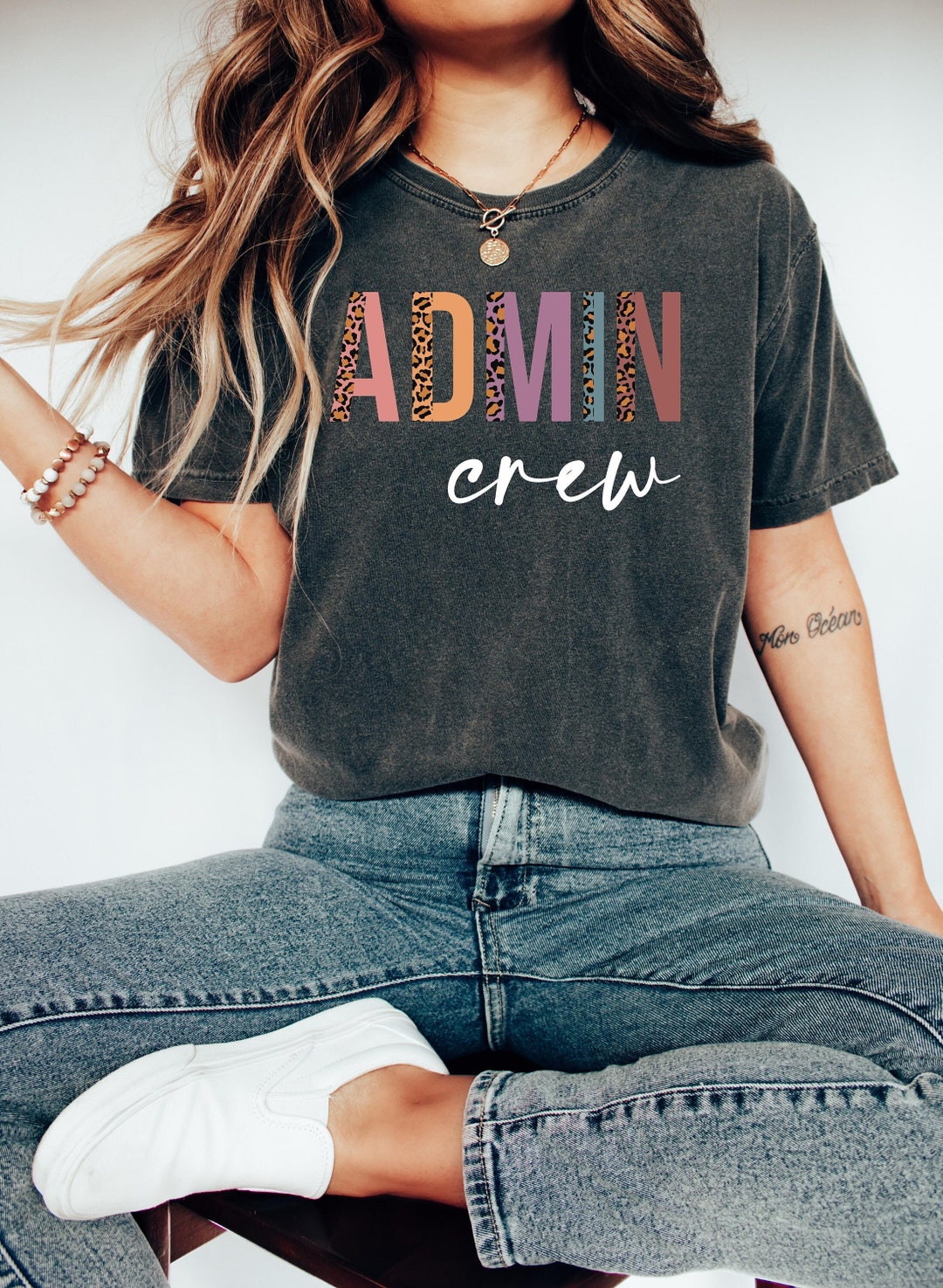 Admin Crew Leopard Print T-shirt, Comfort Colors Office Team Tee - Etsy