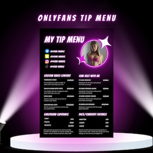 Onlyfans Tip Menu, Canva Template, Sex Worker Tip Menu, SW Menu, Fansly ...
