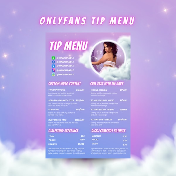 Onlyfans Tip Menu - Etsy