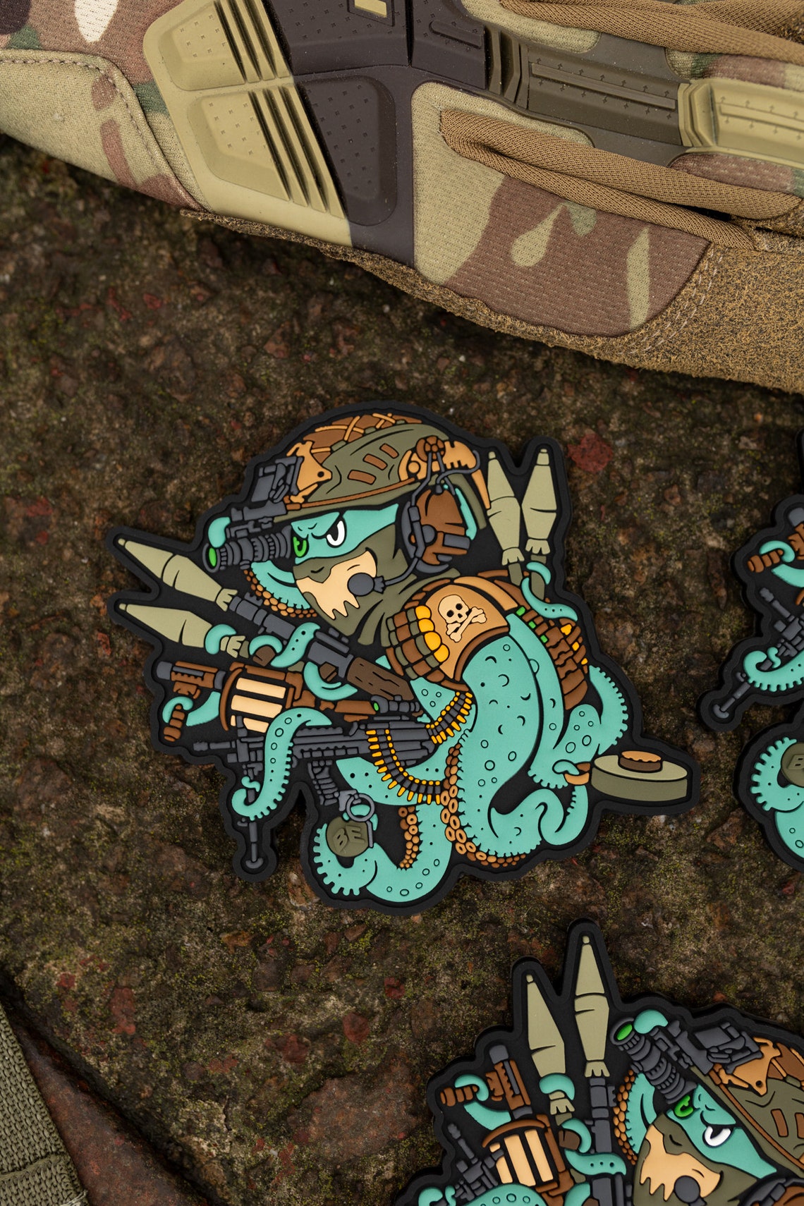 Octopus Patch PVC, 3D, Chevron, Velcro Patch, Blue, Squid, Colored ...