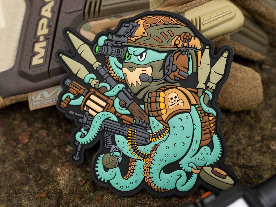 Octopus Patch PVC, 3D, Chevron, Velcro Patch, Blue, Squid, Colored ...