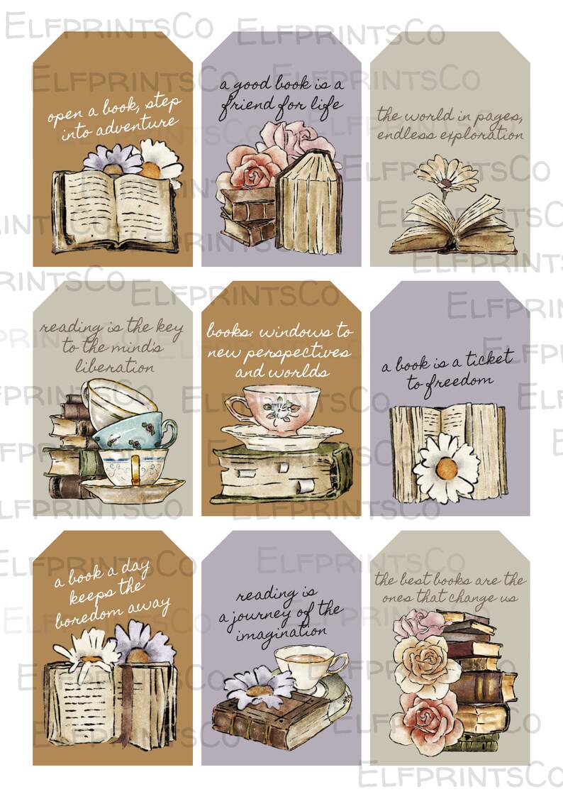 Printable Gift Tags for Book Gifts | Book Lover Gift Tags, Cottagecore ...
