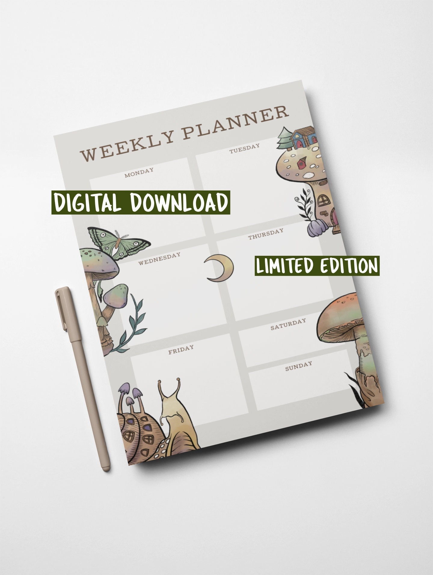 A4 Printable Goblincore Weekly Planner | Cottagecore Weekly Planner ...
