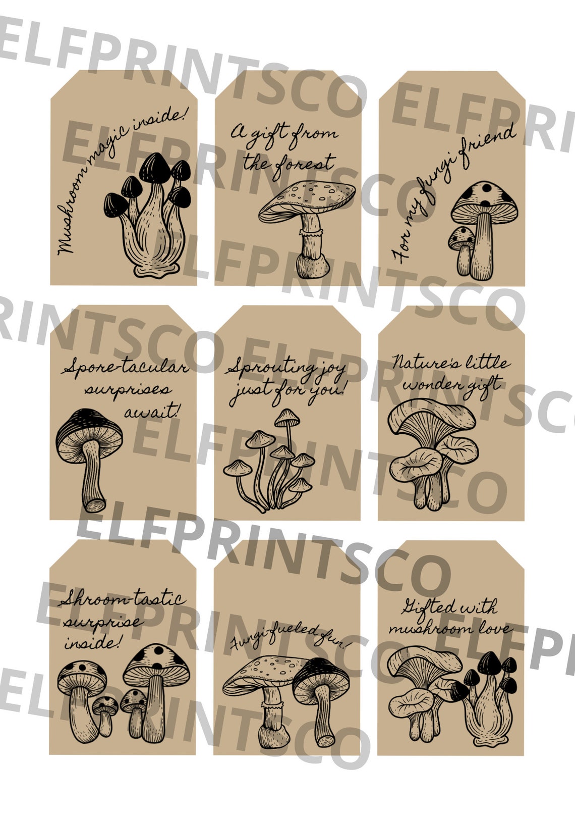 Printable Gift Tags for Mushroom Gifts | Mushroom Gift Tags ...