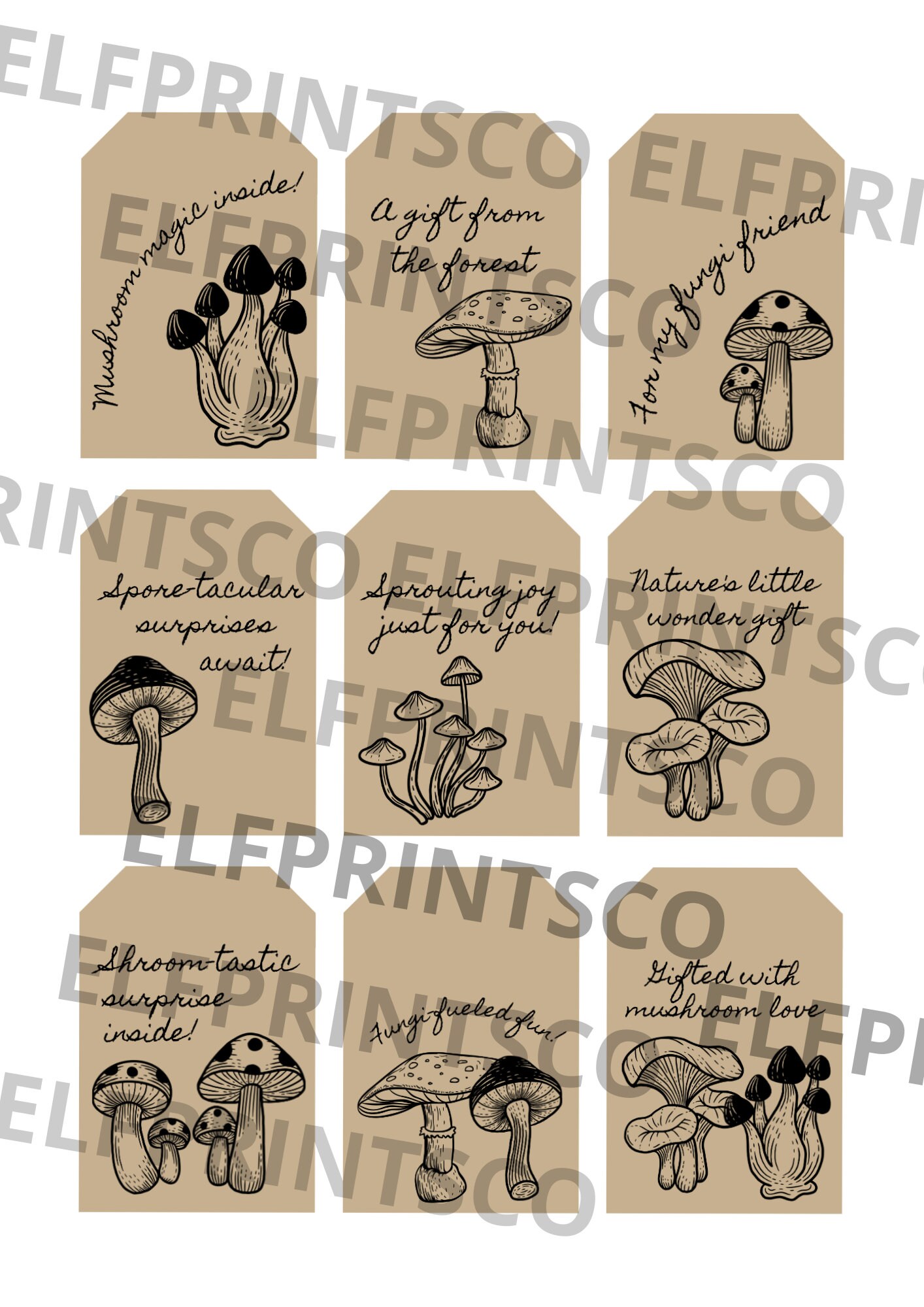 Printable Gift Tags for Mushroom Gifts | Mushroom Gift Tags ...