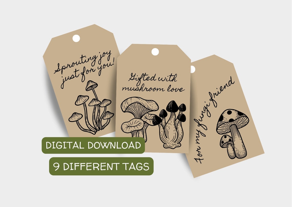 Printable Gift Tags for Mushroom Gifts | Mushroom Gift Tags ...
