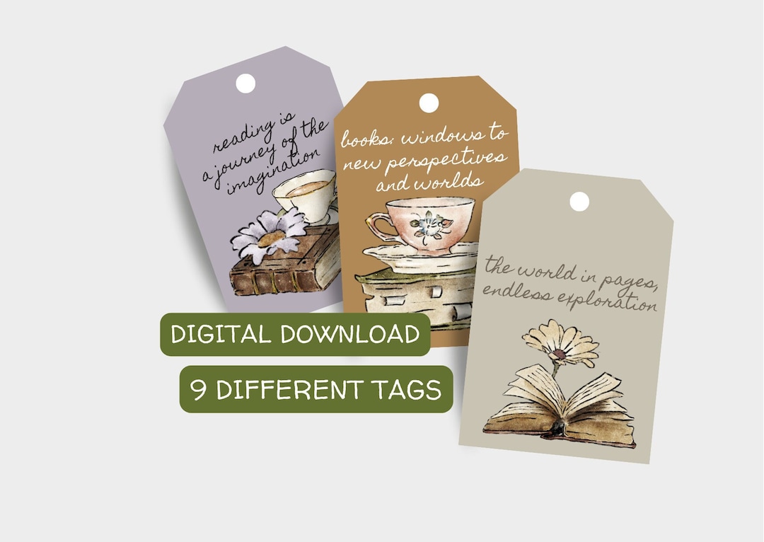 Printable Gift Tags for Book Gifts | Book Lover Gift Tags, Cottagecore ...