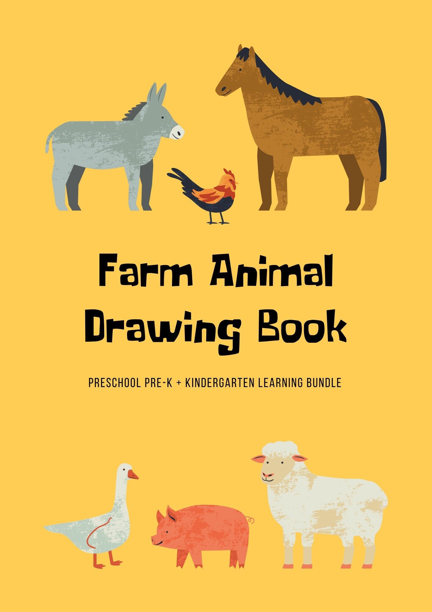 Farm Animal Drawing and Coloring Book Digital Coloring Pages - Etsy