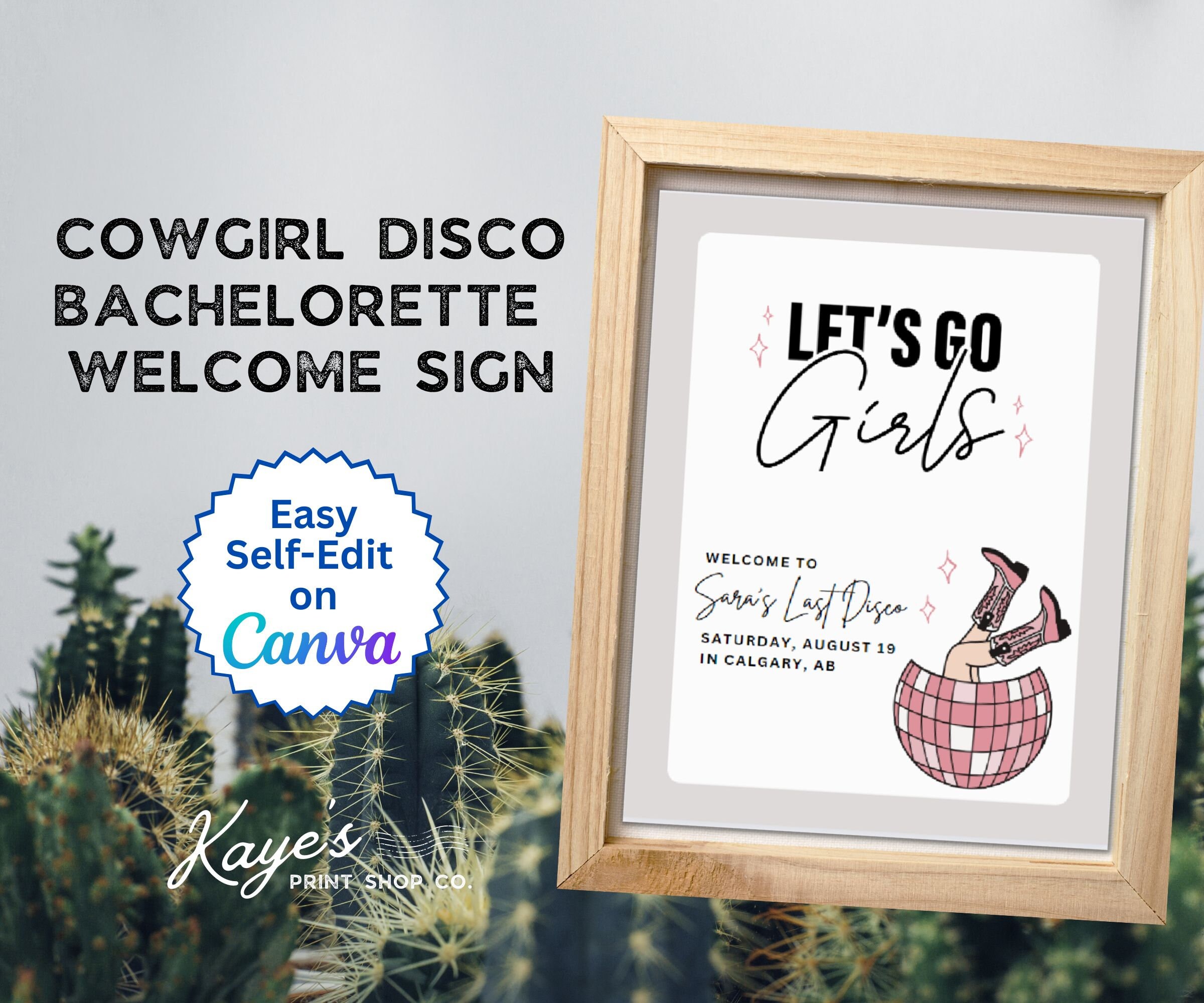 Disco Cowgirl Stagette Welcome Sign Template, Fully Customizable on ...