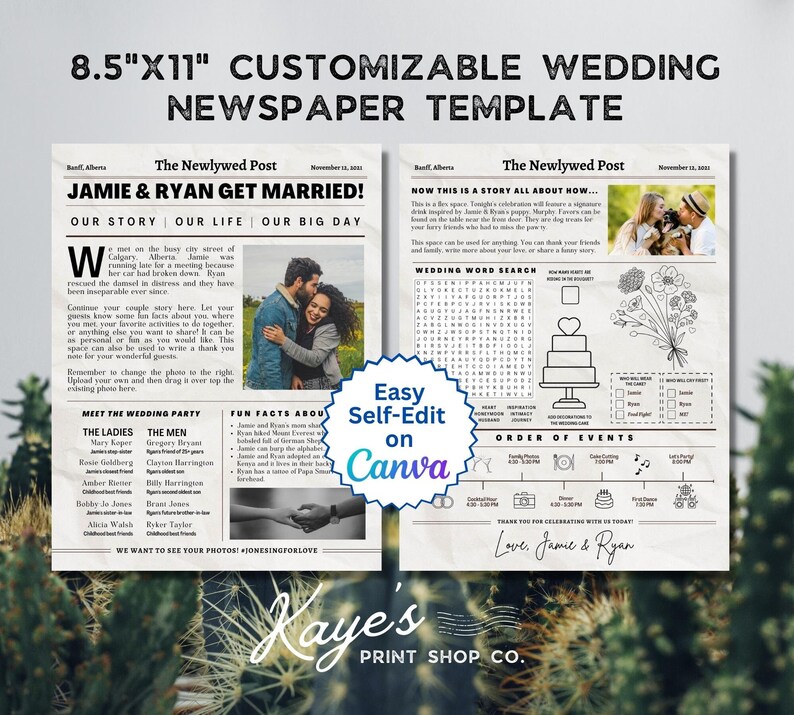 Wedding Newspaper Program 8.5x11 | Trending Personalized Program ...