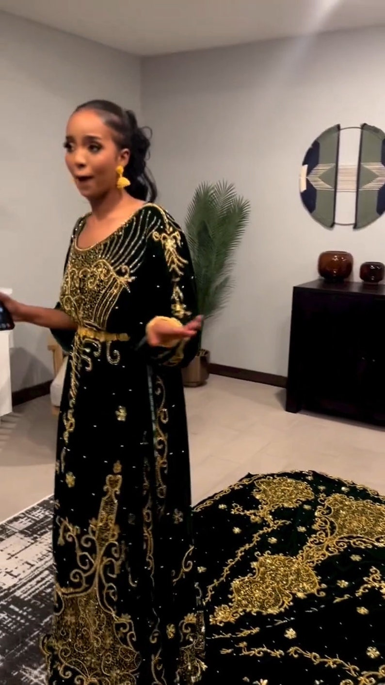Black Velvet Bridal Dirac: Somali Wedding Dress With Gold Embroidery - Etsy