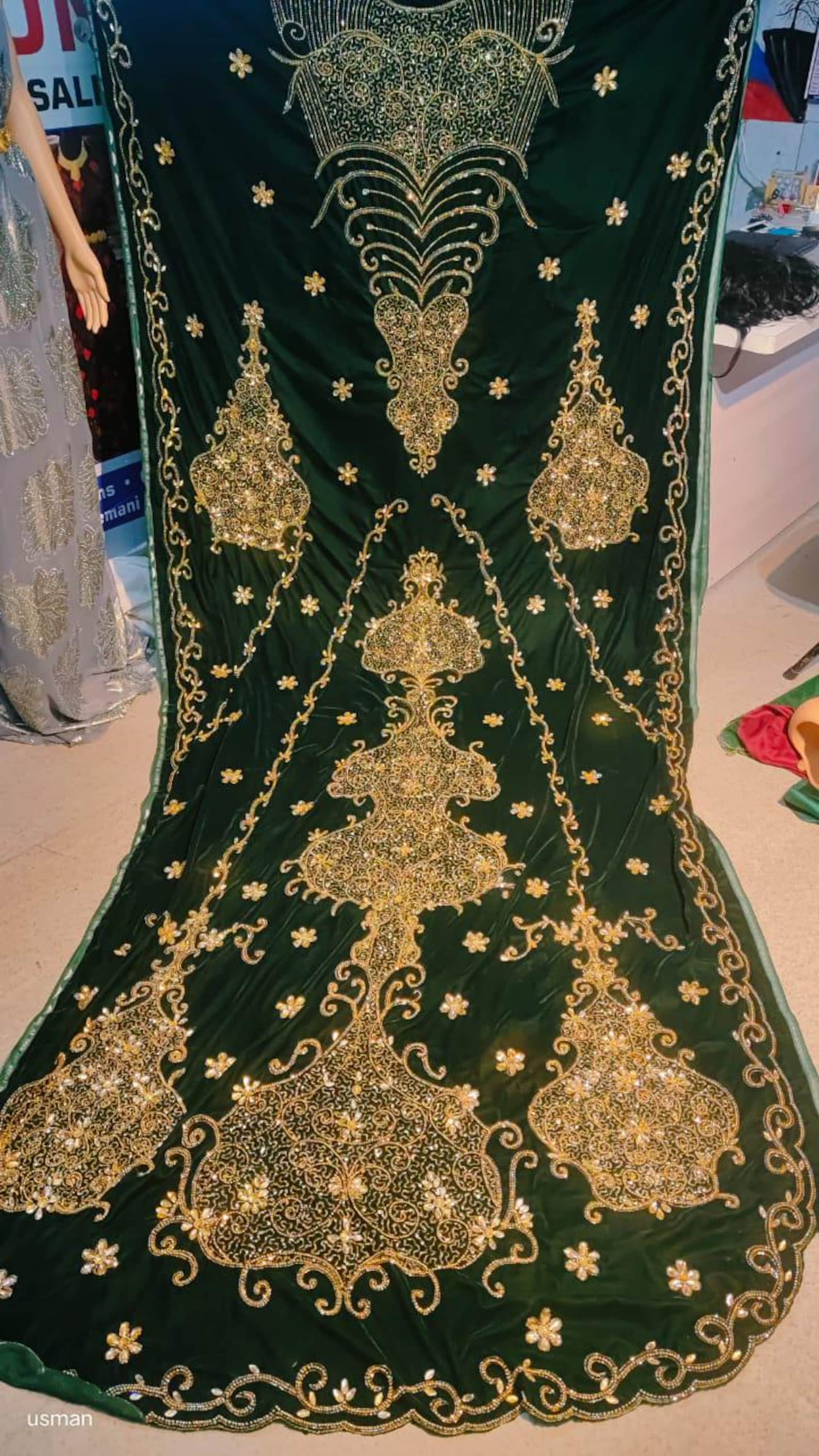 Black Velvet Bridal Dirac: Somali Wedding Dress With Gold Embroidery - Etsy
