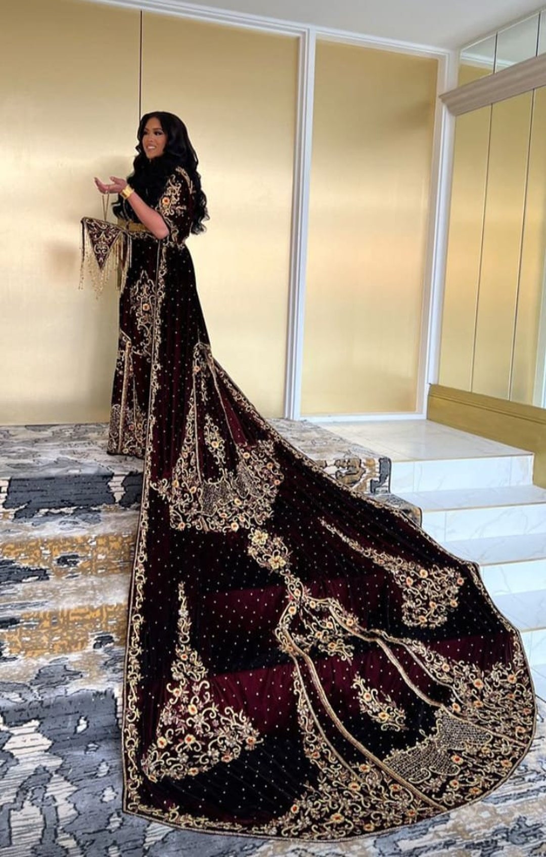 Somali Bridal Dirac: Velvet Wedding Dress With Embroidery - Etsy
