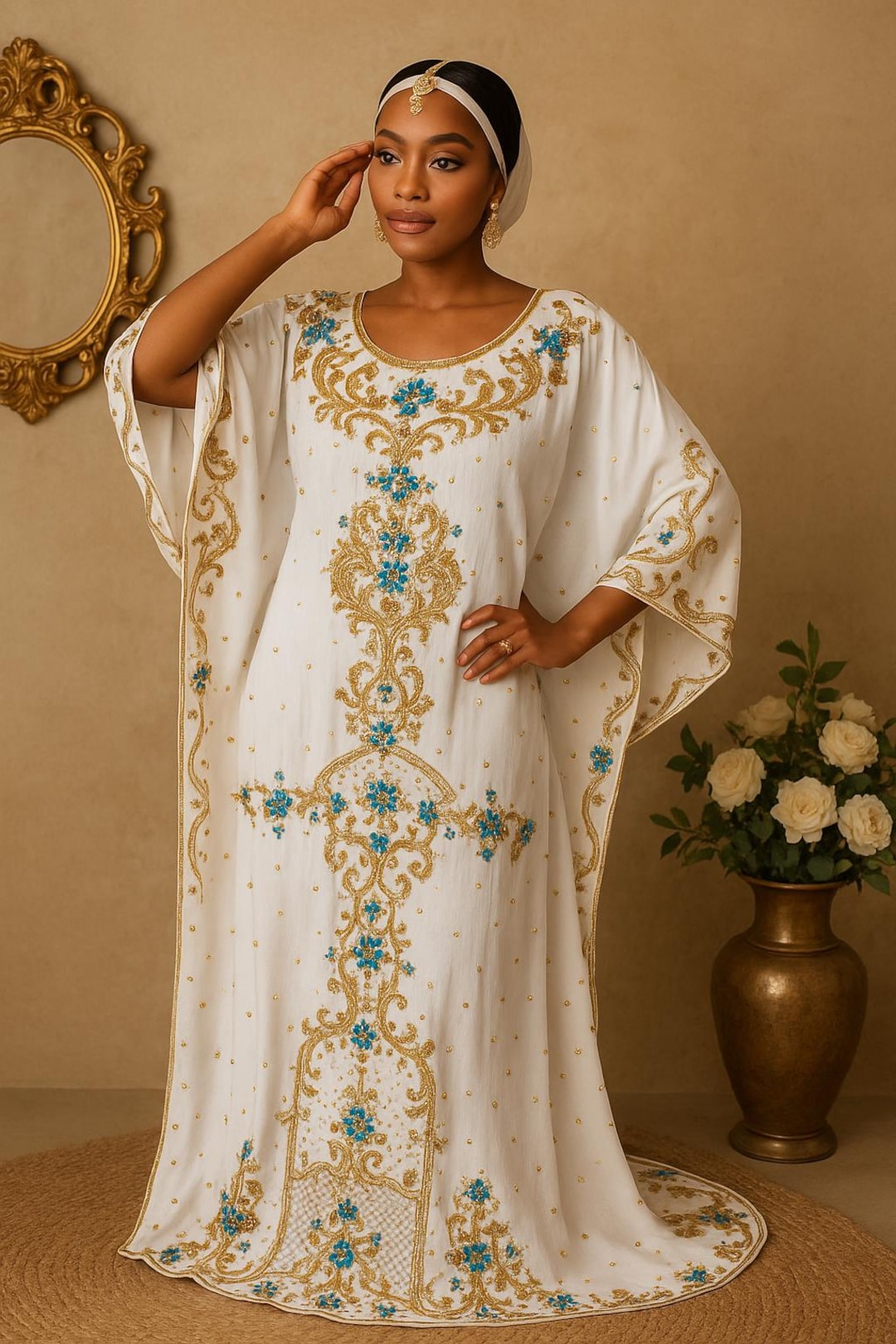Embroidered Somali Dirac: Chiffon Satin Wedding Dress - Etsy