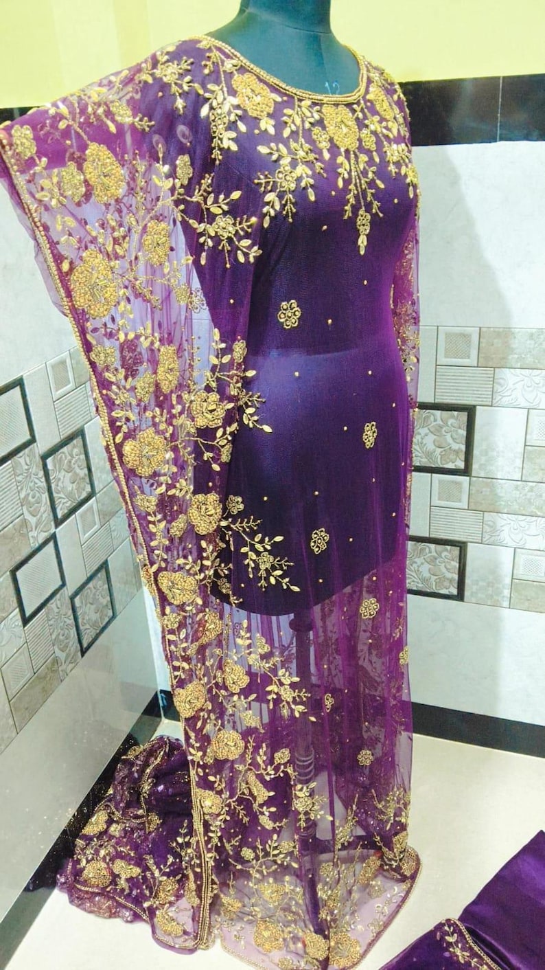Dir3 Somali Bridal Dirac: Purple Mesh Wedding Dress With Embroidery - Etsy