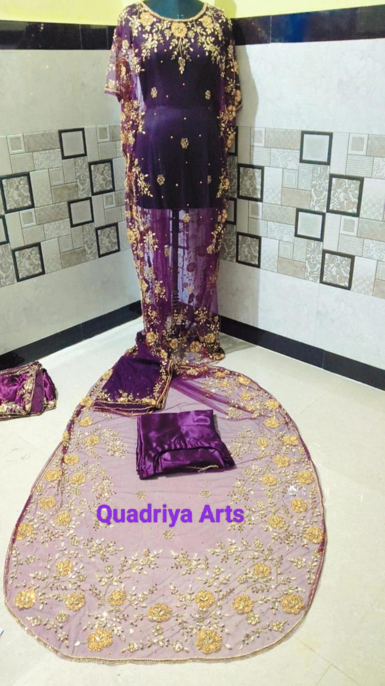 Dir3 Somali Bridal Dirac: Purple Mesh Wedding Dress With Embroidery - Etsy