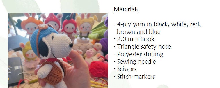 Handsome Snoopy Inspired Crochet Pattern, White Dog Pattern, Kawaii ...