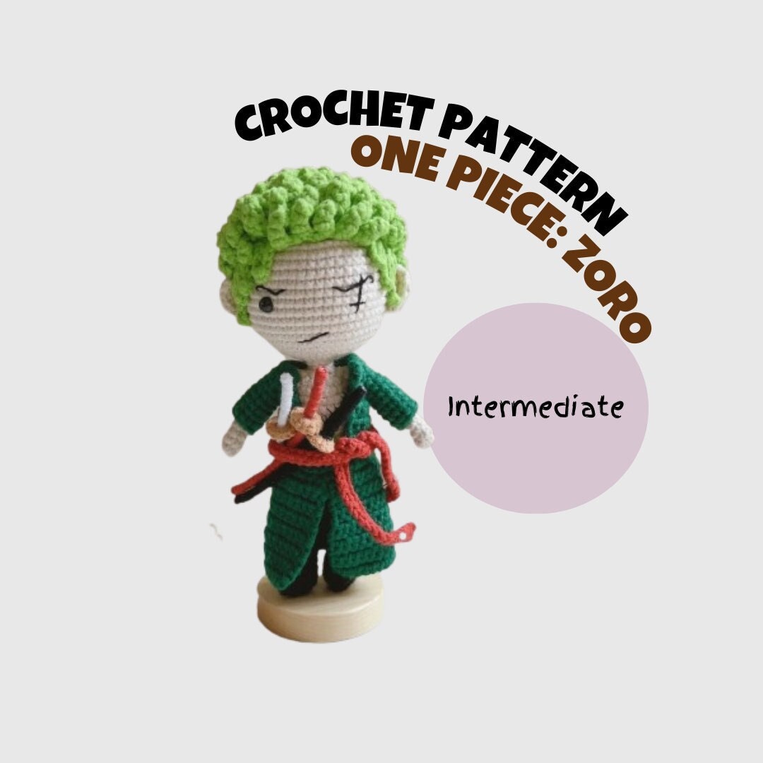Roronoa Zoro Inspired Crochet Pattern Pirate Hunter Samurai Amigurumi ...