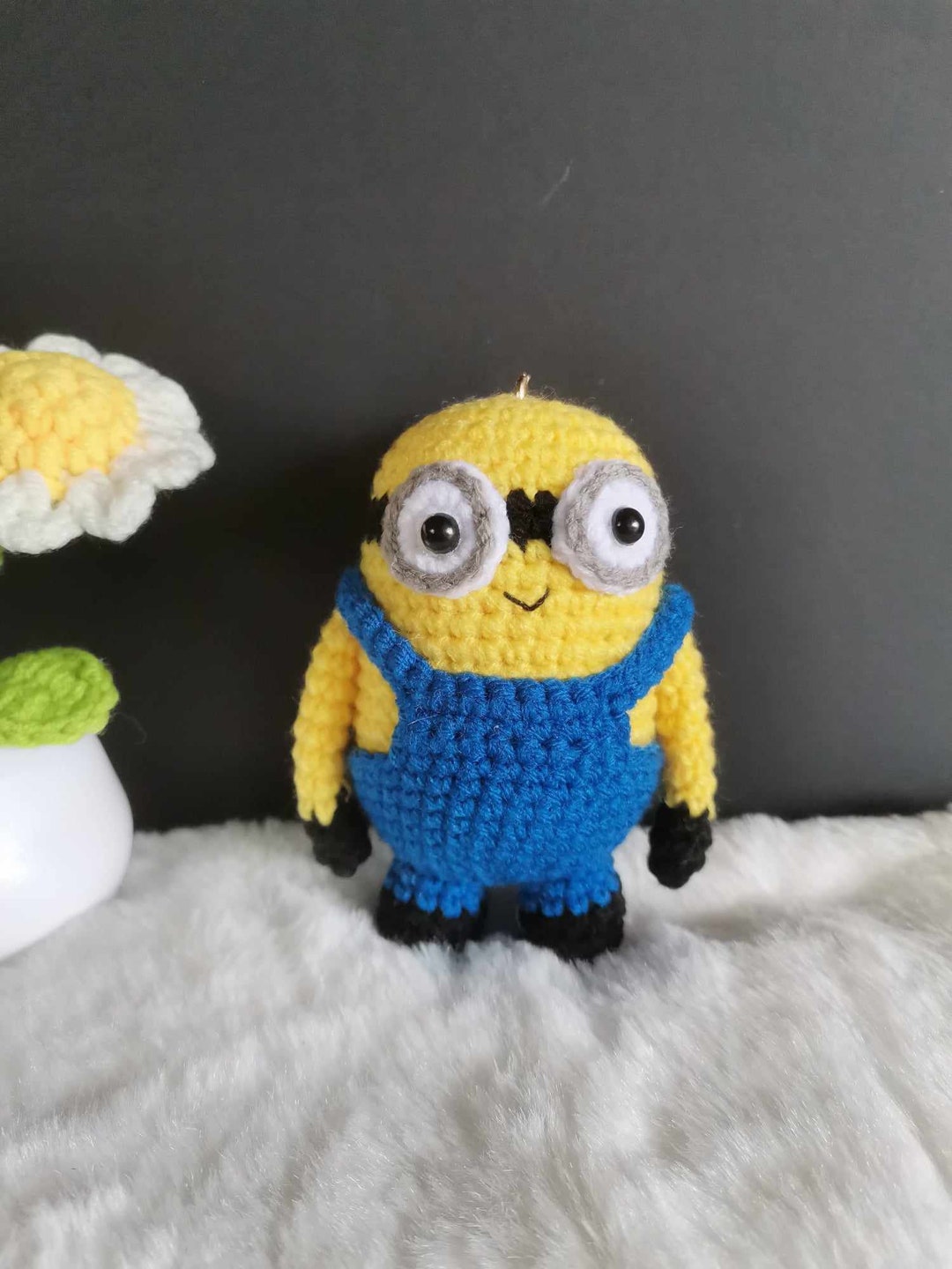 Crochet Minions Keychain, Amigurumi Crochet Yellow Creatures, Cartoon ...