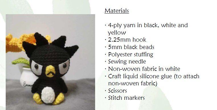Badtz Crochet Pattern, Black Penguin Pattern, Kawaii Cartoon Pattern ...